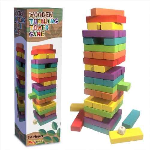 Colourful Tumbling Tower – Fun Stack & Knock-Down Game – Blue Rain ...
