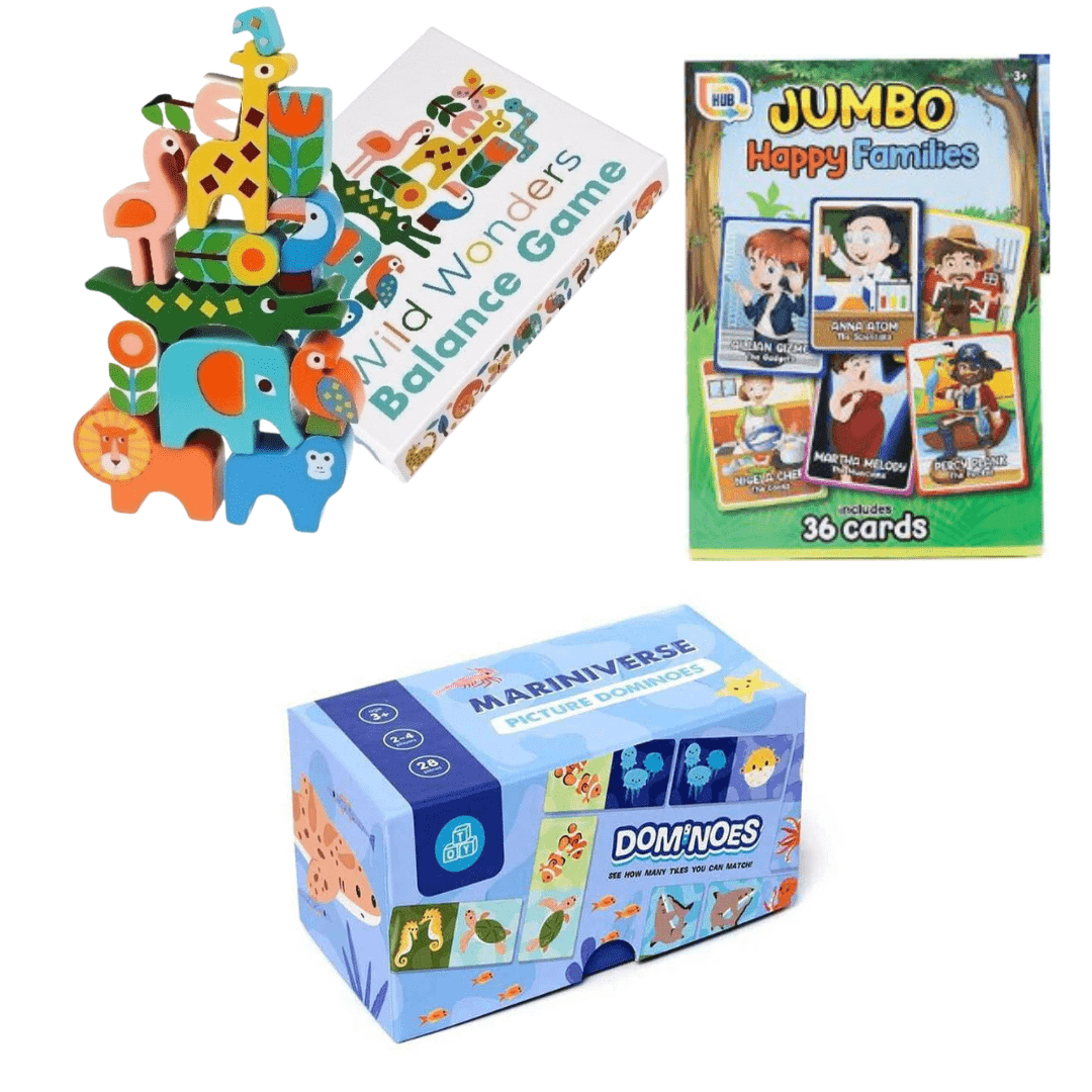 Family Fun Games Set – Balance, Dominoes & Card Games for All Ages ...