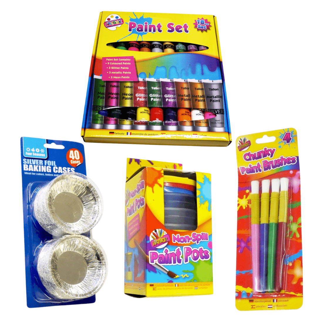 Group Painting Kit – 18-Piece Paint Set with Brushes & Non-Spill Pots ...